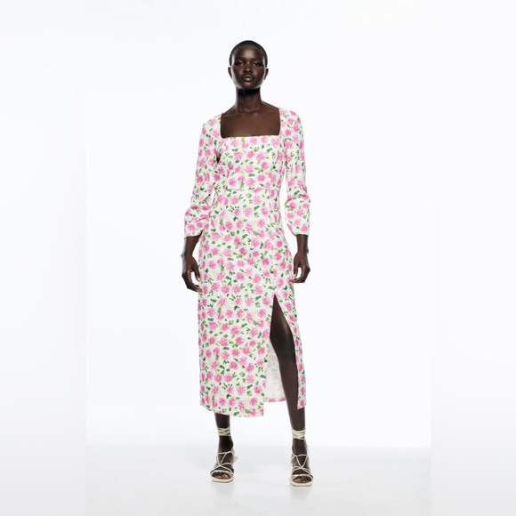 Zara | Dresses | Barbie Ready Viral Famous Zara Floral Print Dress Size ...
